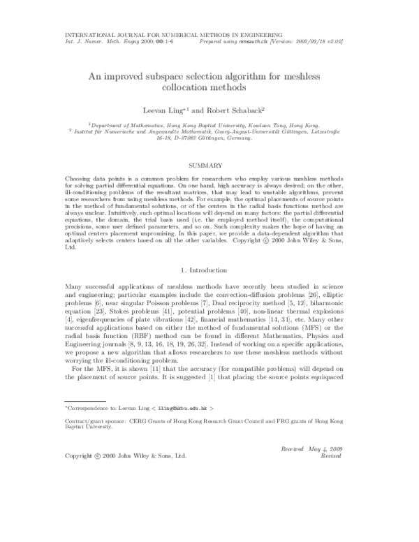 (PDF) An improved subspace selection algorithm for meshless collocation methods