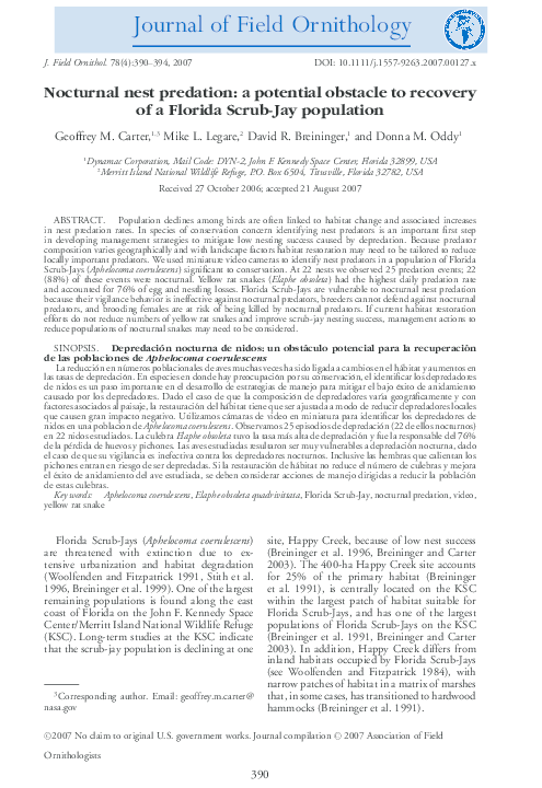 (PDF) Nocturnal nest predation: a potential obstacle to recovery of a ...