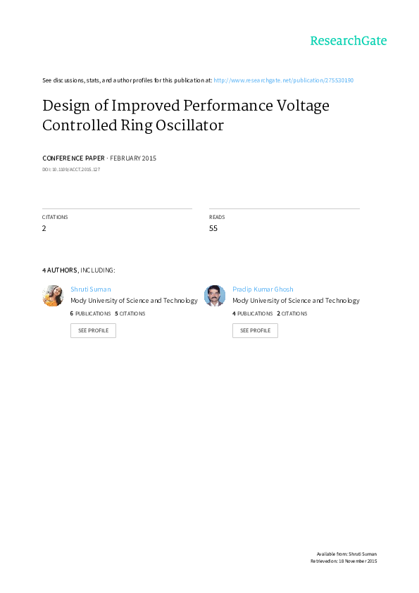(PDF) Design of Improved Performance Voltage Controlled Ring Oscillator