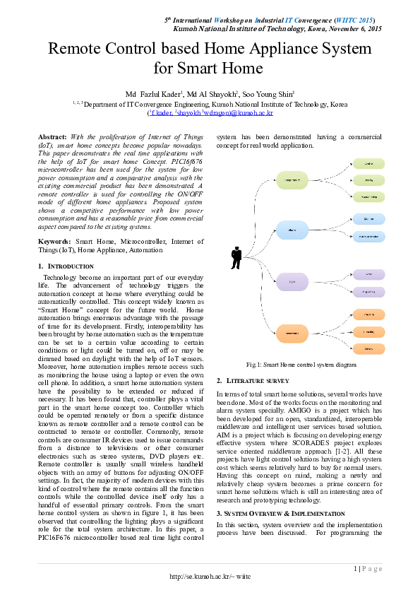 (DOC) Remote Control based Home Appliance System for Smart Home