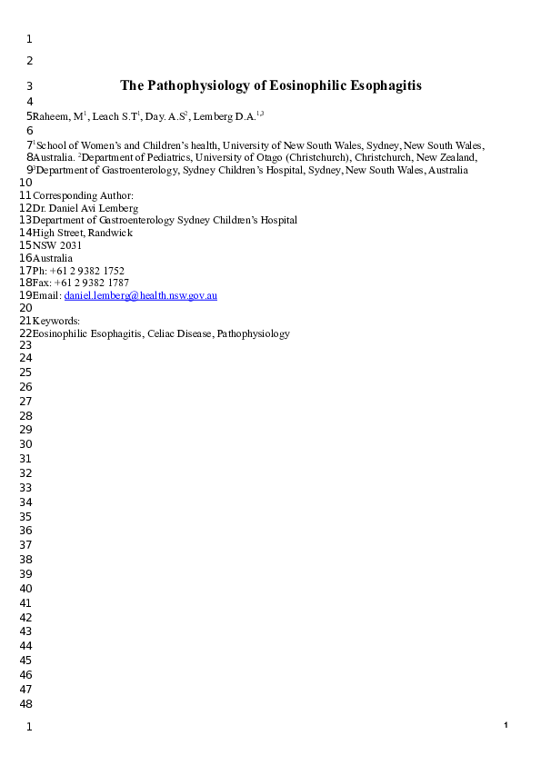 (DOC) The Pathophysiology of Eosinophilic Esophagitis