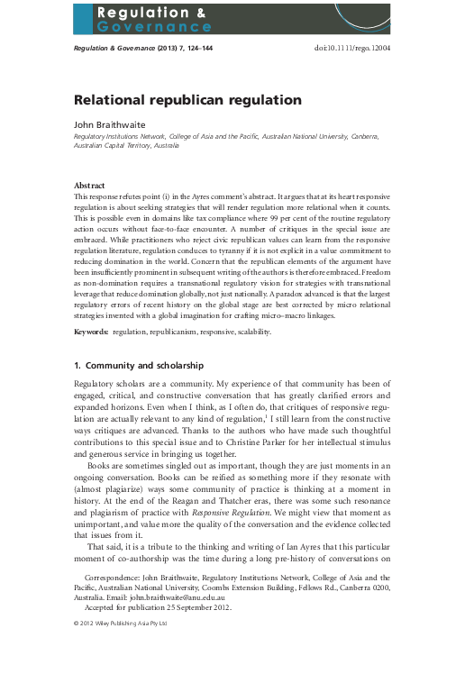 (PDF) Relational Republican Regulation