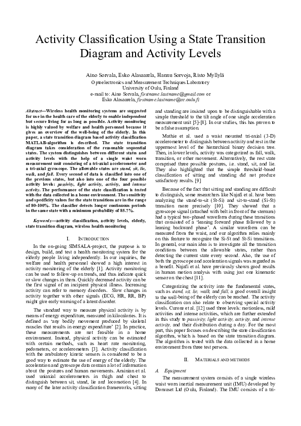 (PDF) Activity classification using a state transition diagram and ...