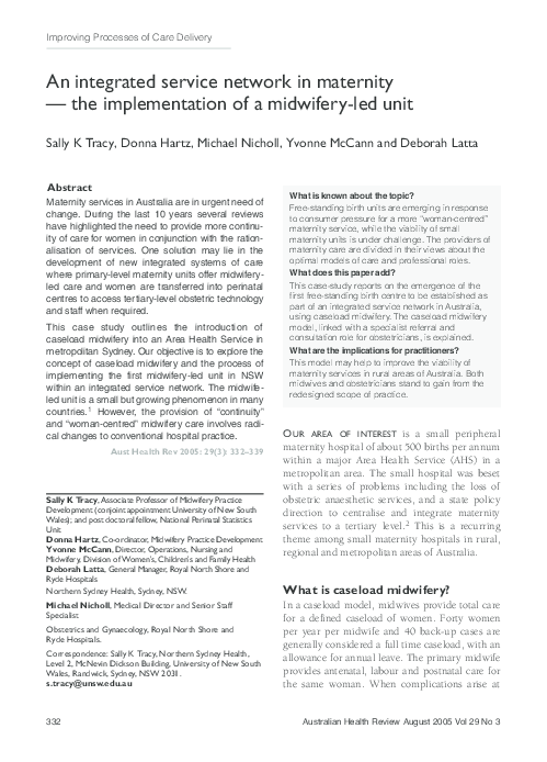 (PDF) An integrated service network in maternity— the implementation of ...