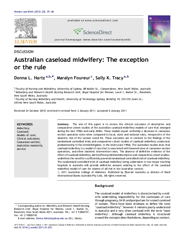 (PDF) Australian caseload midwifery: The exception or the rule