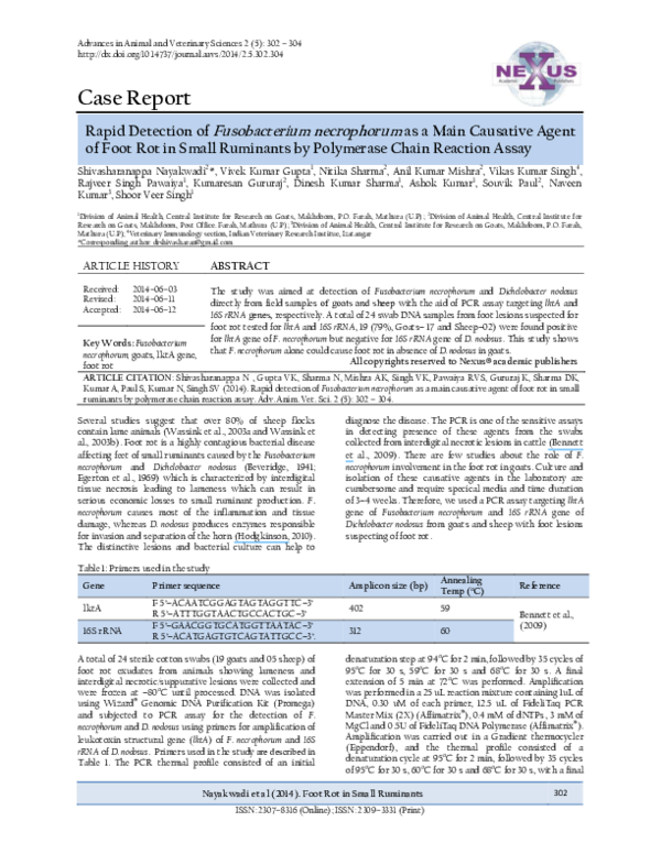 (PDF) Nayakwadi et al (2014). Foot Rot in Small Ruminants Case Report