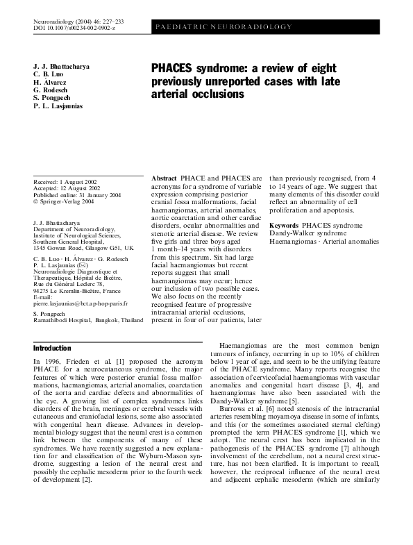 (PDF) PHACES syndrome: a review of eight previously unreported cases ...
