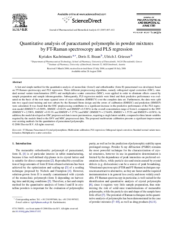 (PDF) Quantitative analysis of paracetamol polymorphs in powder ...