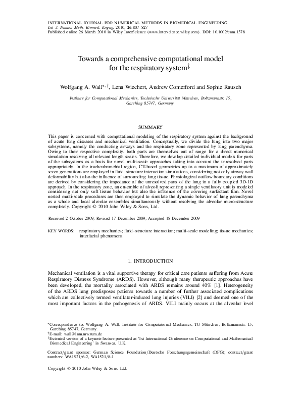 (PDF) Comprehensive Computational Modeling of the Respiratory System