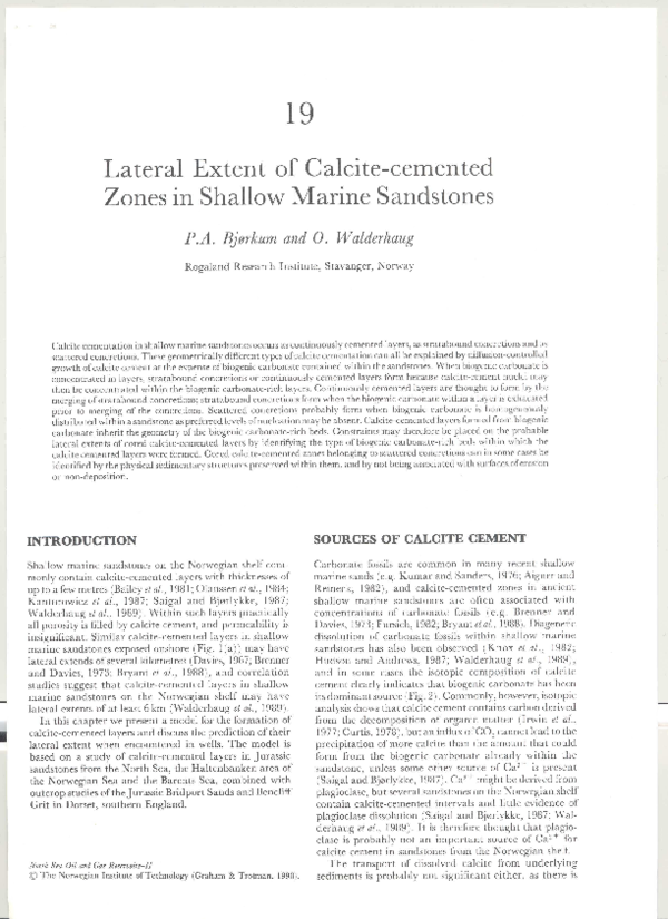 (PDF) Lateral Extent of Calcite-cemented Zones in Shallow Marine Sandstones
