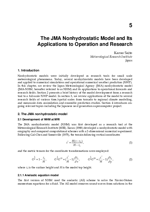 (PDF) The JMA Nonhydrostatic Model and Its Applications to Operation and Research