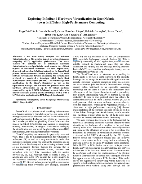 (PDF) Exploring Infiniband Hardware Virtualization in OpenNebula towards Efficient High ...