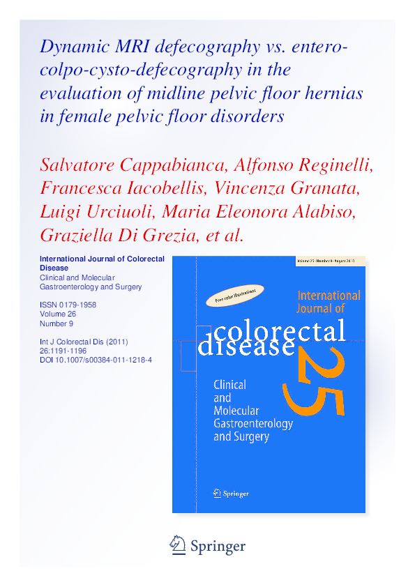 (PDF) Dynamic MRI defecography vs. entero-colpo-cysto-defecography in ...