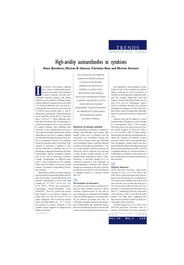 (PDF) High-avidity autoantibodies to cytokines