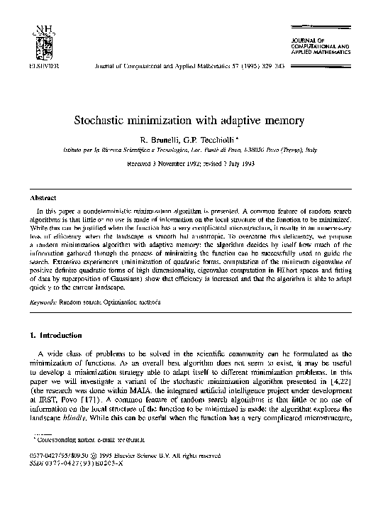 (PDF) Stochastic minimization with adaptive memory