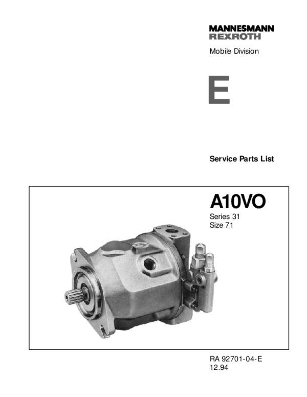 Rexroth A10v Spare Parts | Reviewmotors.co