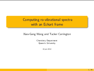(PDF) Calculating Ro-Vibrational Spectra Using AN Eckart Frame