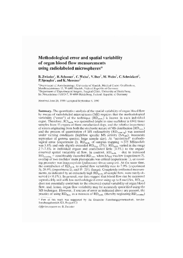 (PDF) Methodological error and spatial variability of organ blood flow ...