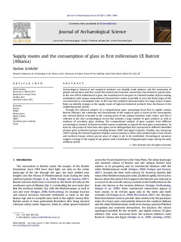 (PDF) Supply routes and the consumption of glass in first millennium CE ...