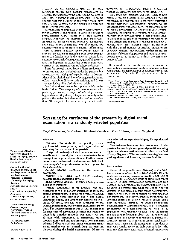 (PDF) Screening for carcinoma of the prostate by digital rectal ...