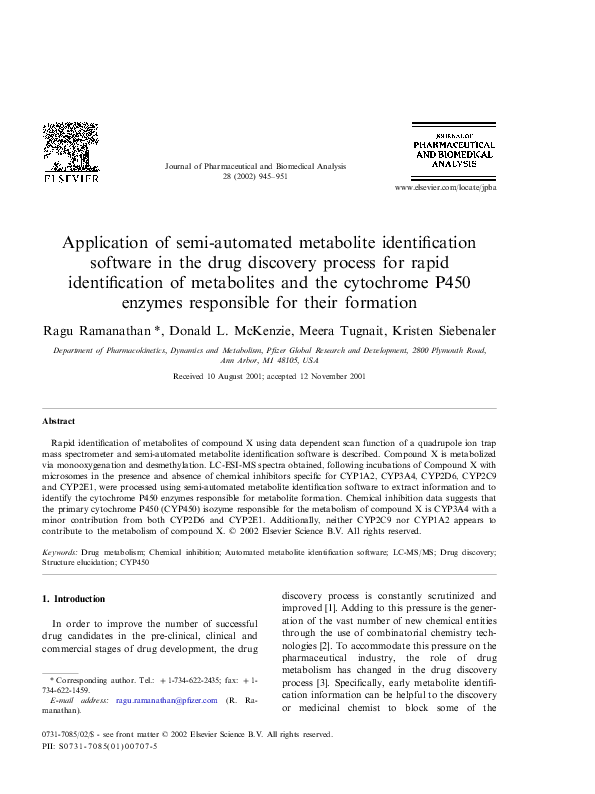 (PDF) Application of semi-automated metabolite identification software ...