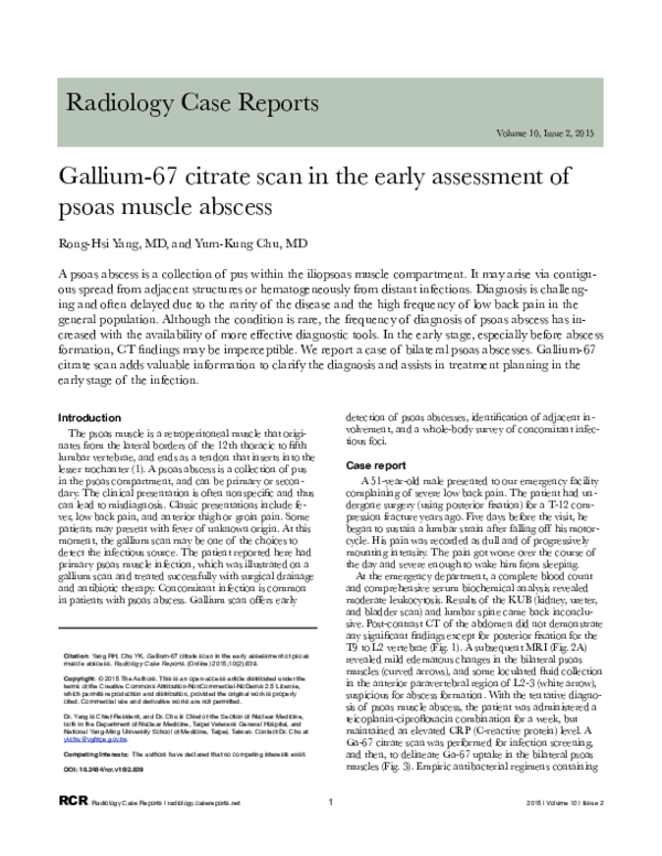 (PDF) Gallium-67 citrate scan in the early assessment of psoas muscle ...