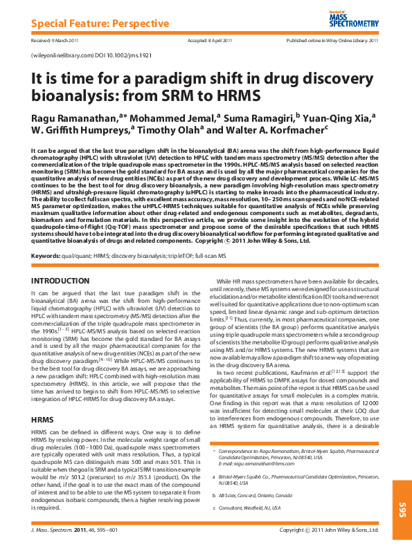 (PDF) It is time for a paradigm shift in drug discovery bioanalysis ...