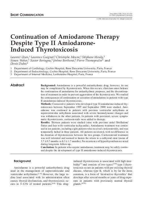 (PDF) Continuation of Amiodarone Therapy Despite Type II Amiodarone ...