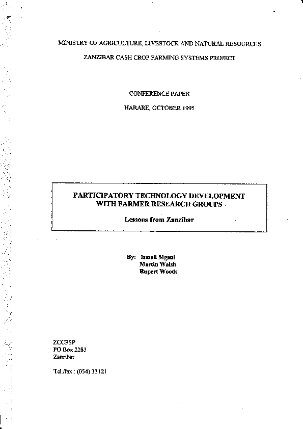 (PDF) Participatory technology development with farmer research groups ...