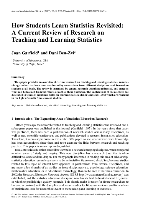 (PDF) How students learn statistics revisited: A current review of ...