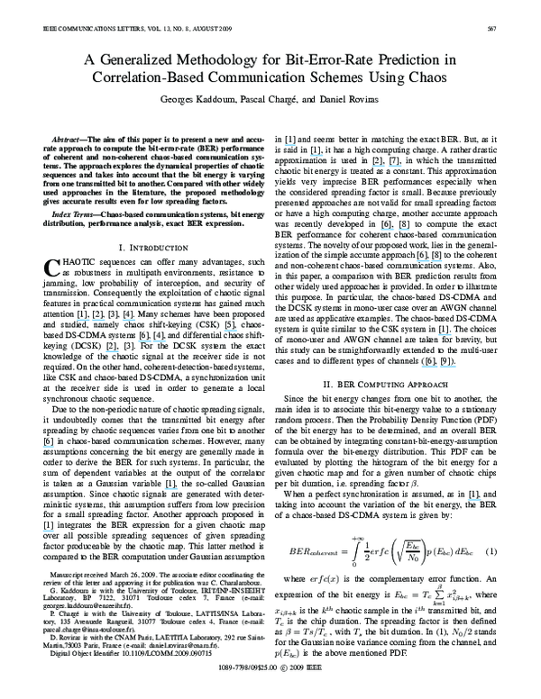 Pdf A Generalized Methodology For Bit Error Rate Prediction In