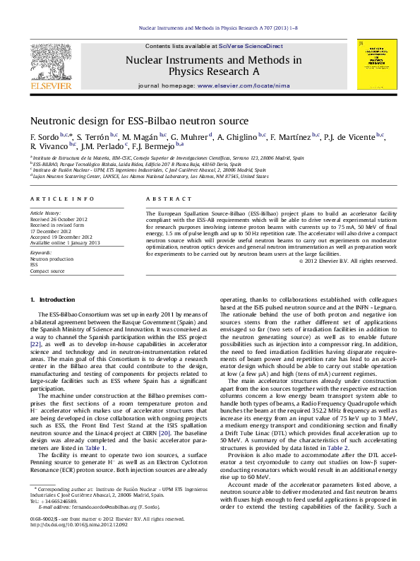 (PDF) Neutronic design for ESS-Bilbao neutron source | R. Vivanco, S ...