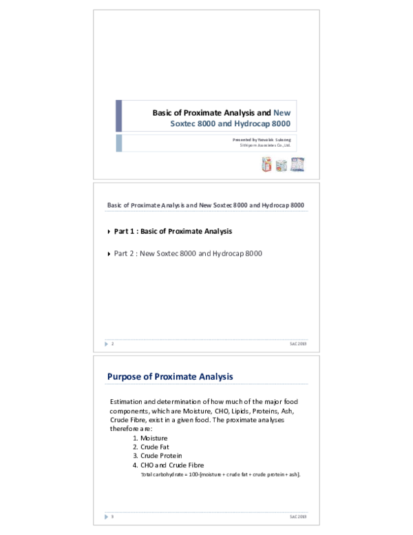 (PDF) Basic of Proximate Analysis and the New Soxtec 8000 Hydrocap 8000