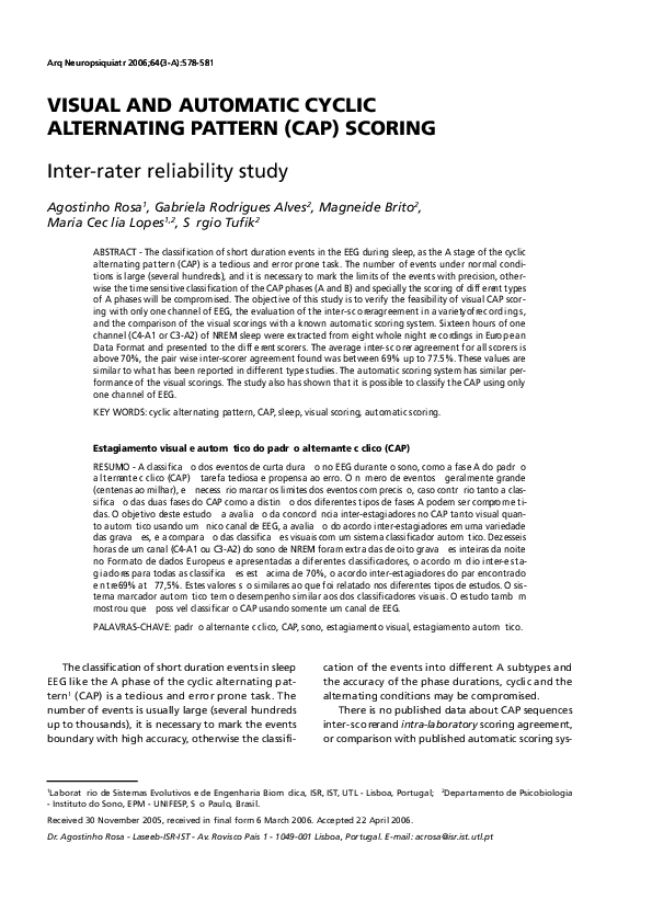 (PDF) Visual and automatic cyclic alternating pattern (CAP) scoring