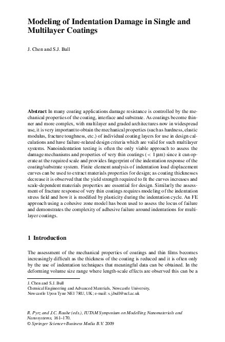 (PDF) Modeling of Indentation Damage in Single and Multilayer Coatings