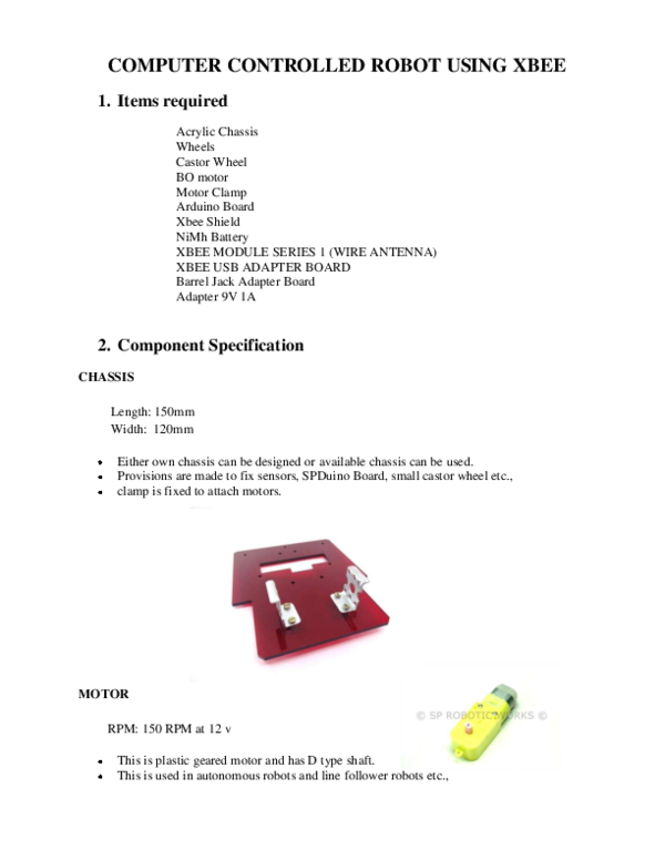 computer controlled robot using xbee