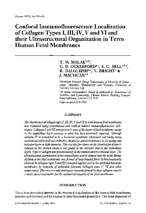 (PDF) Confocal immunofluorescence localization of collagen types I, III ...
