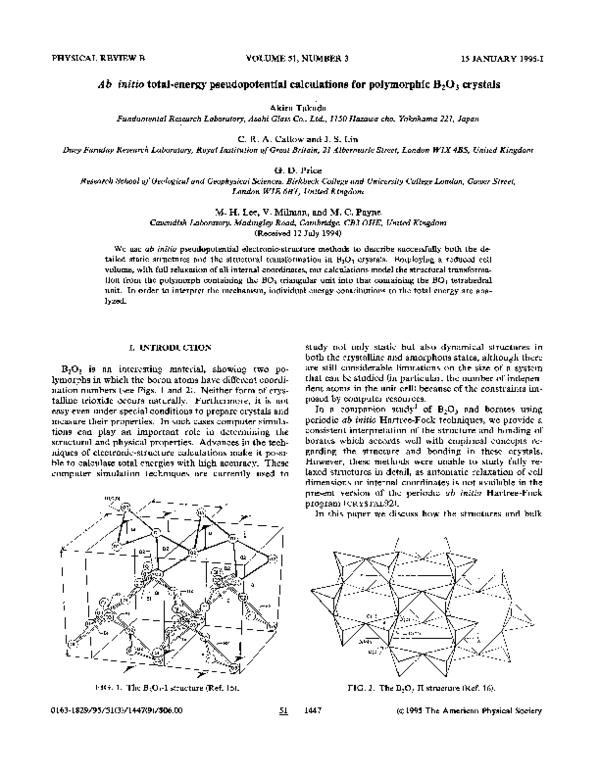 Ab Initio Total Energy Pseudopotential Calculations For Polymorphic