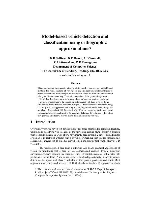 Pdf Model Based Vehicle Detection And Classification Using