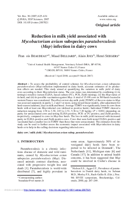 (PDF) Relationship between antibodies against Mycobacterium avium subsp ...