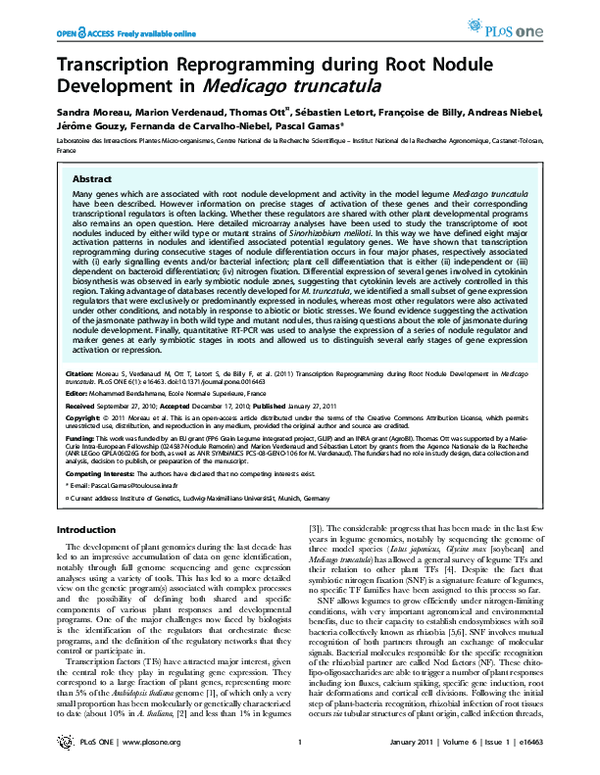 (PDF) Transcription Reprogramming during Root Nodule Development in Medicago truncatula ...