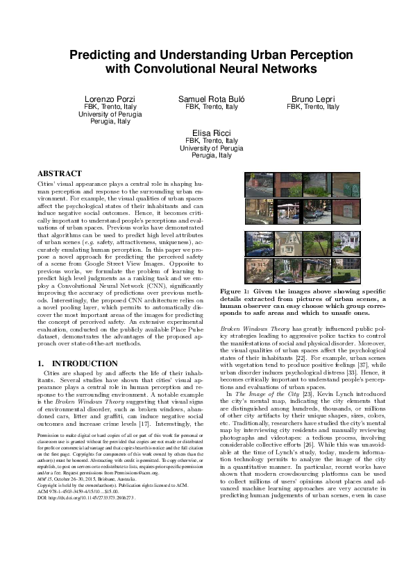 Pdf Predicting And Understanding Urban Perception With Convolutional