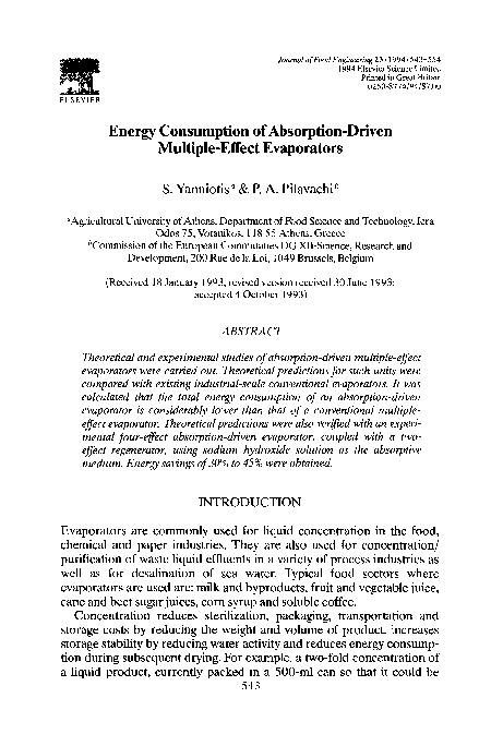 (PDF) Energy consumption of absorption-driven multiple-effect evaporators