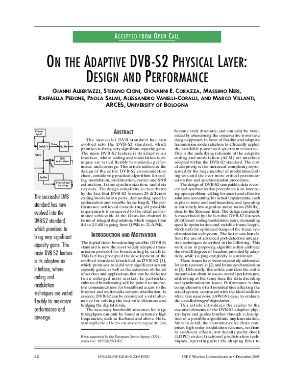 (PDF) On the adaptive DVB-S2 physical layer: design and performance