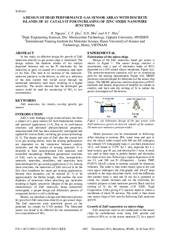 (PDF) A DESIGN OF HIGH PERFORMANCE GAS SENSOR ARRAY WITH DISCRETE ...