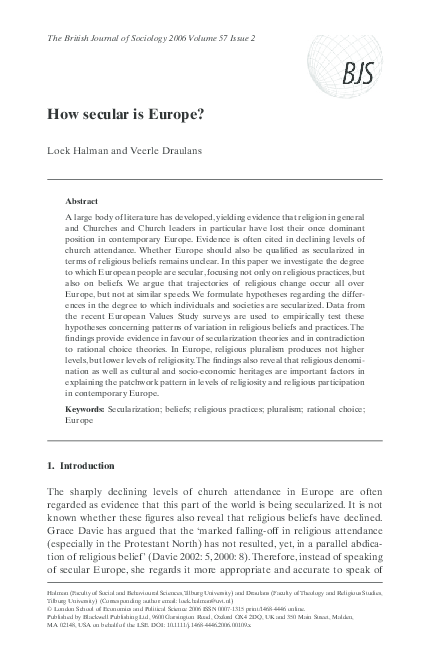 (PDF) How secular is Europe?