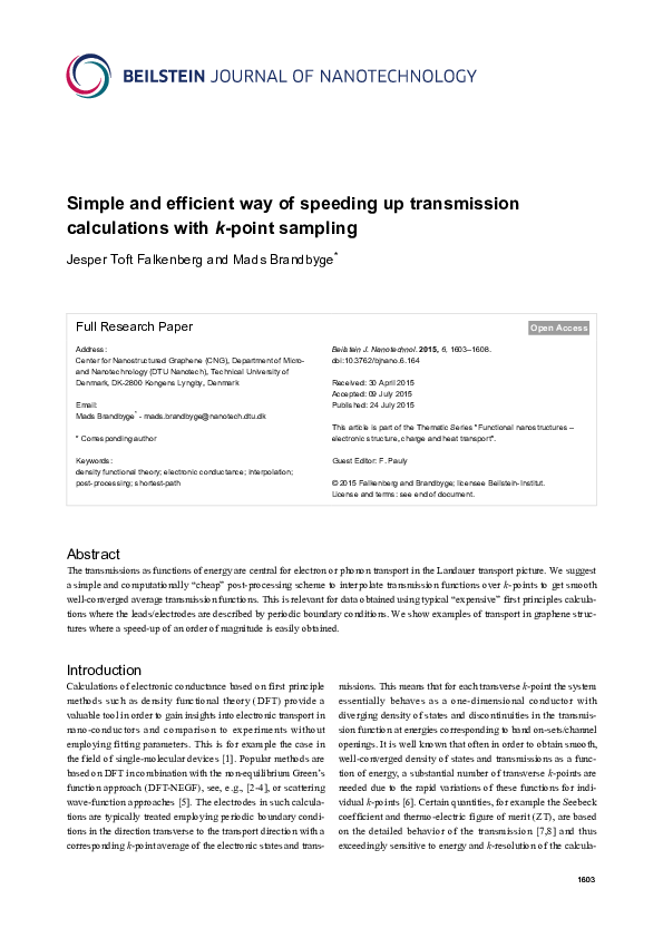 (PDF) Simple and efficient way of speeding up transmission calculations ...