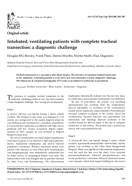 (PDF) Intubated, ventilating patients with complete tracheal ...