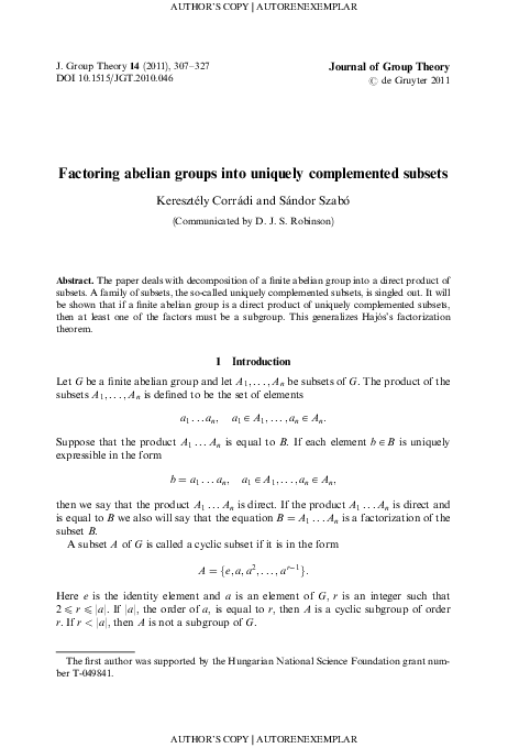Pdf Factoring Finite Abelian Groups By Subsets With Maximal Span