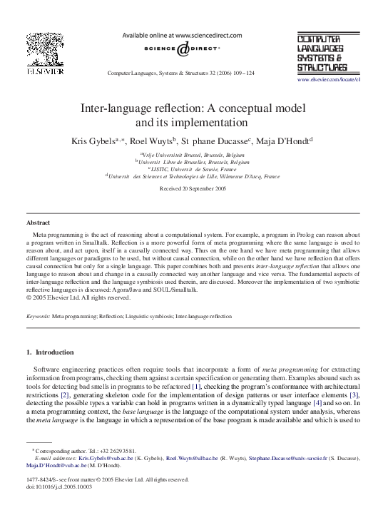 (PDF) Inter-language reflection: A conceptual model and its implementation